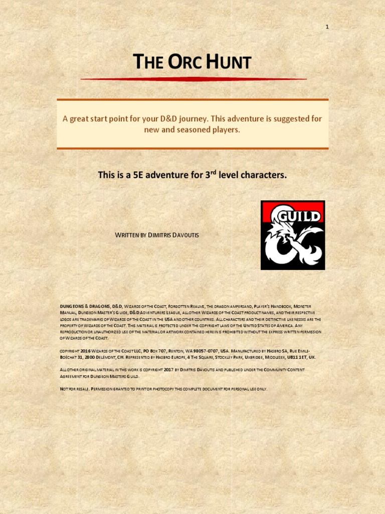 1862197-The Orc Hunt - Edited | PDF | Wizards Of The Coast | Dungeons ...