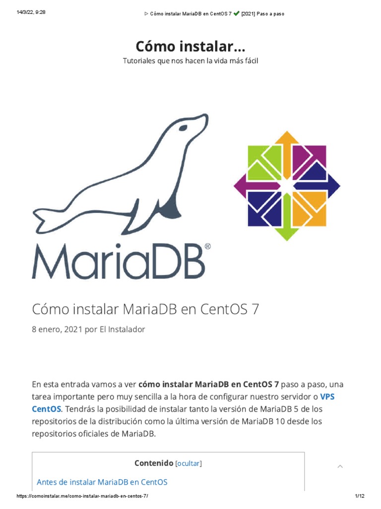 Cómo Instalar MariaDB 10.5 en CentOS 7 | PDF | Cookie HTTP | Cortafuegos (informática)
