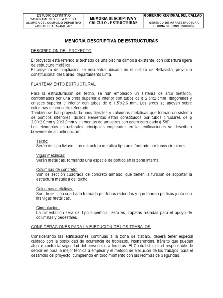 Memoria Descriptiva Y Calculo - Estructuras | PDF | Soldadura | Construcción