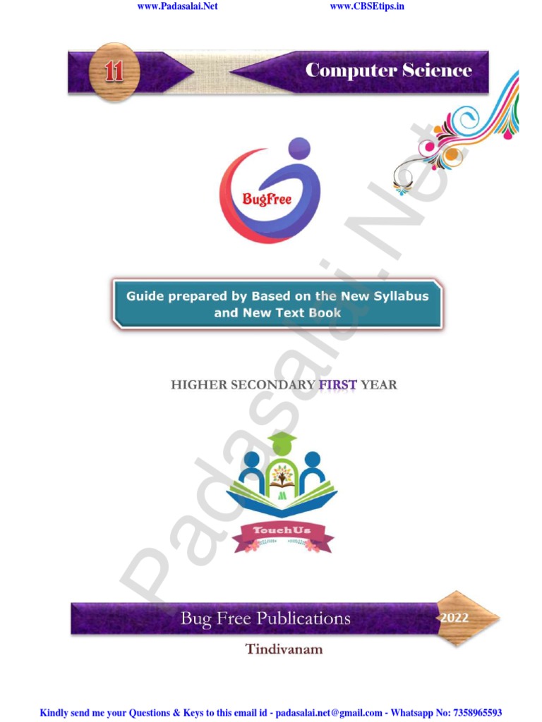 11th Computer Science EM Full Study Material English Medium PDF Download | PDF
