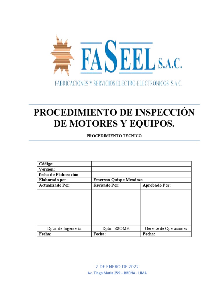 Procedimiento para Inspeccion de Equipos | PDF
