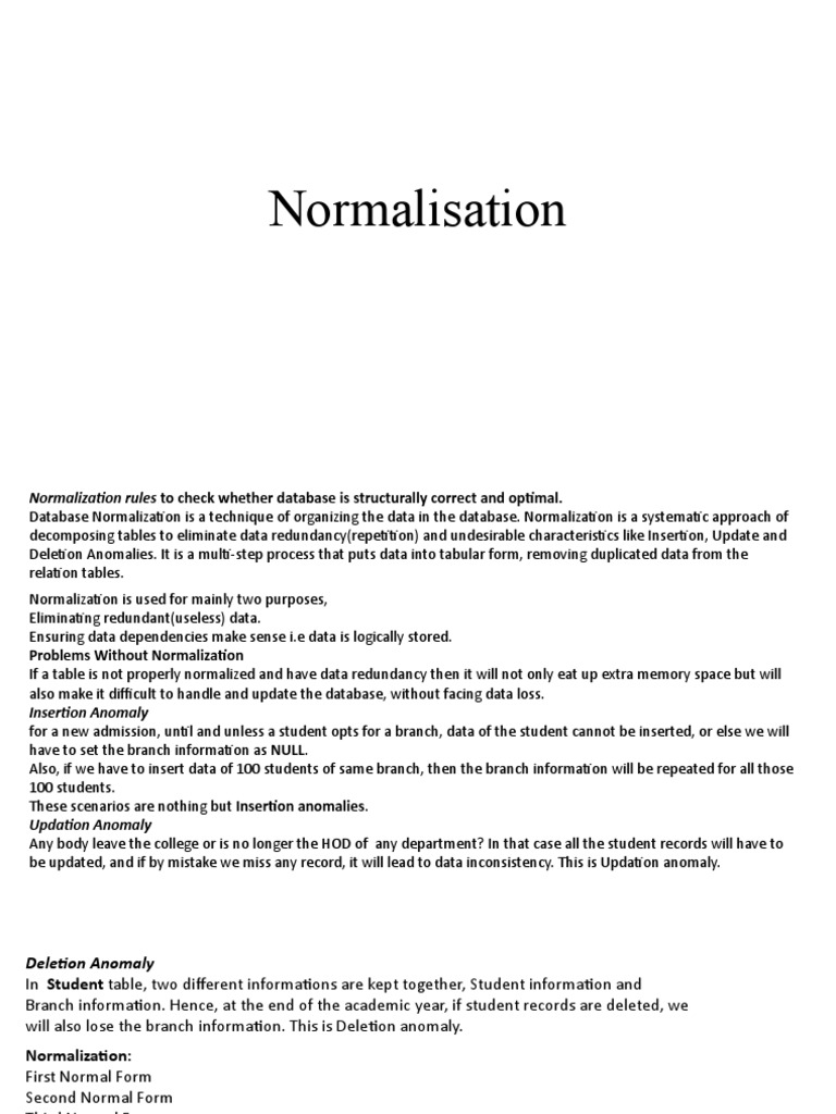 Normalisation | PDF | Data Management | Databases Normalisation | PDF | Data Management | Databases