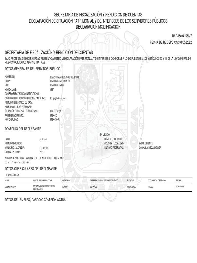 Declaración | PDF | México | Salario
