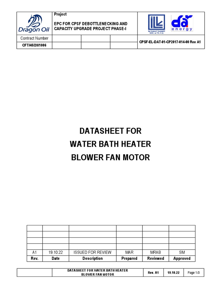 Cpsf-El-Dat-01-Cp2017-014-00 A1 | PDF | Electric Motor | Equipment