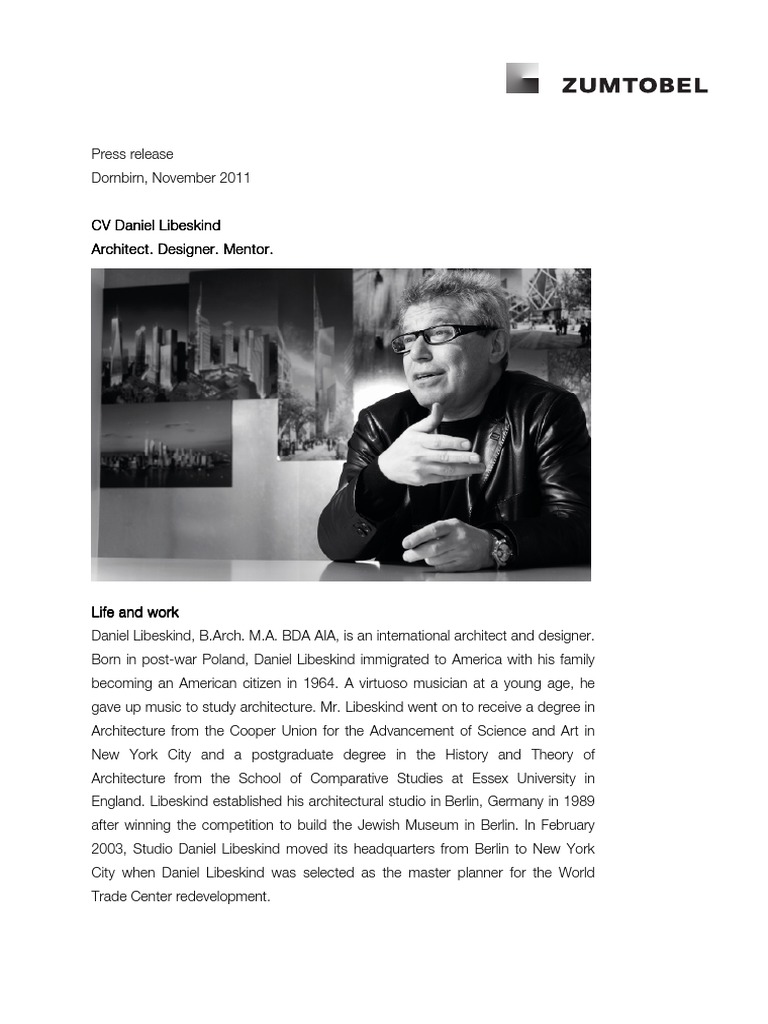CV Daniel Libeskind EN | PDF | Art