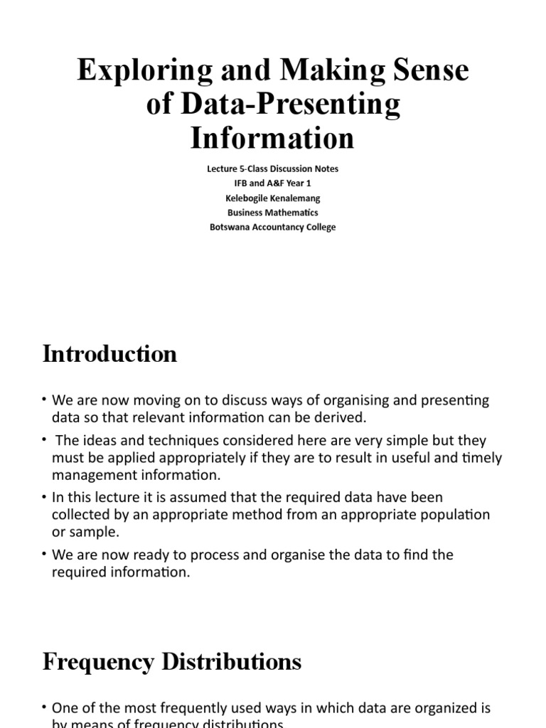 Lecture 5-Exploring and Making Sense of Data-Deriving Information | PDF ...