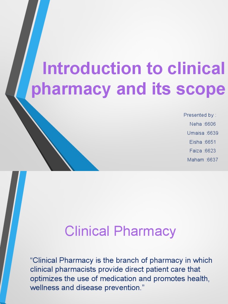 Clinical Pharmacy Introduction and Scope | PDF | Pharmacy ...