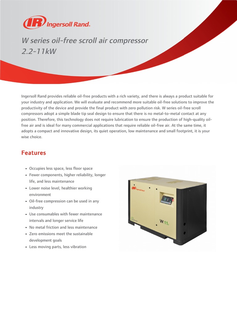 W Series Oil Free Scroll Compressor 22 11kw Enpdf | PDF | Mechanical ...