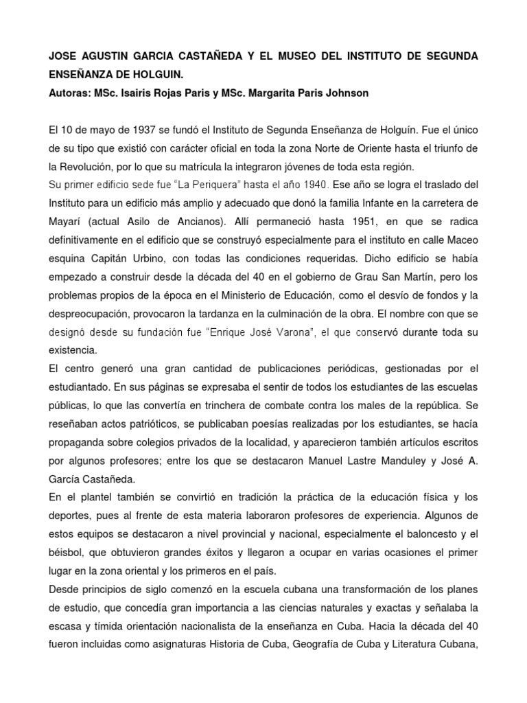 JAGC y Museo Instituto 2da Enza | PDF | Cuba | Museo