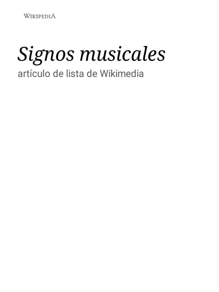Signos Musicales - Wikipedia, La Enciclopedia Libre | PDF | Clave ...