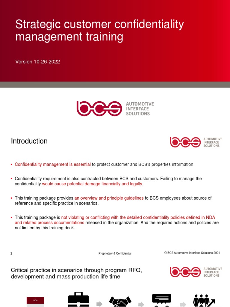 BCS Confidentiality Management Training - 10262022 | PDF | Non ...