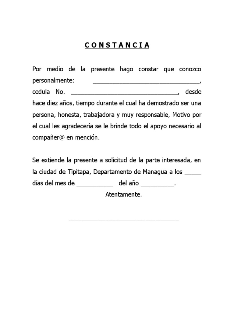 Constancia Formato | PDF | Crecimiento personal y profesional