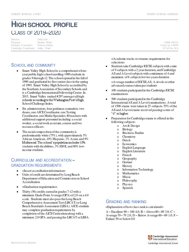 Completed School Profile Example | PDF | Student Assessment And ...