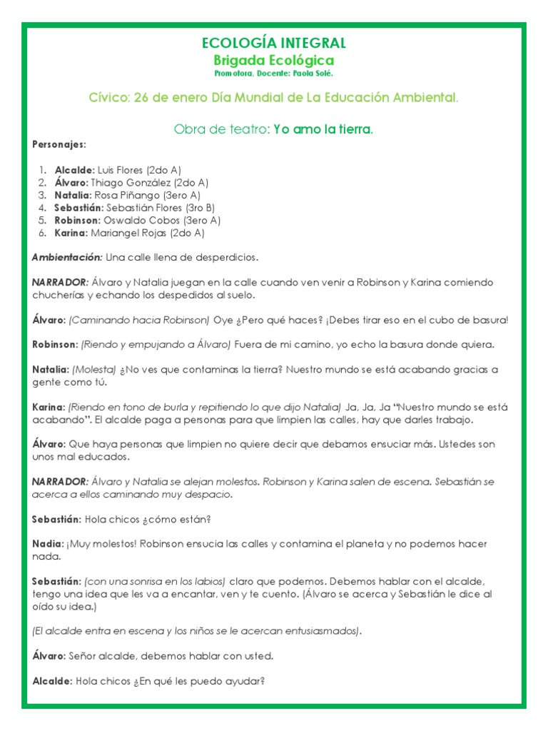 Obra de Teatro - Yo Amo La Tierra. | PDF | Residuos