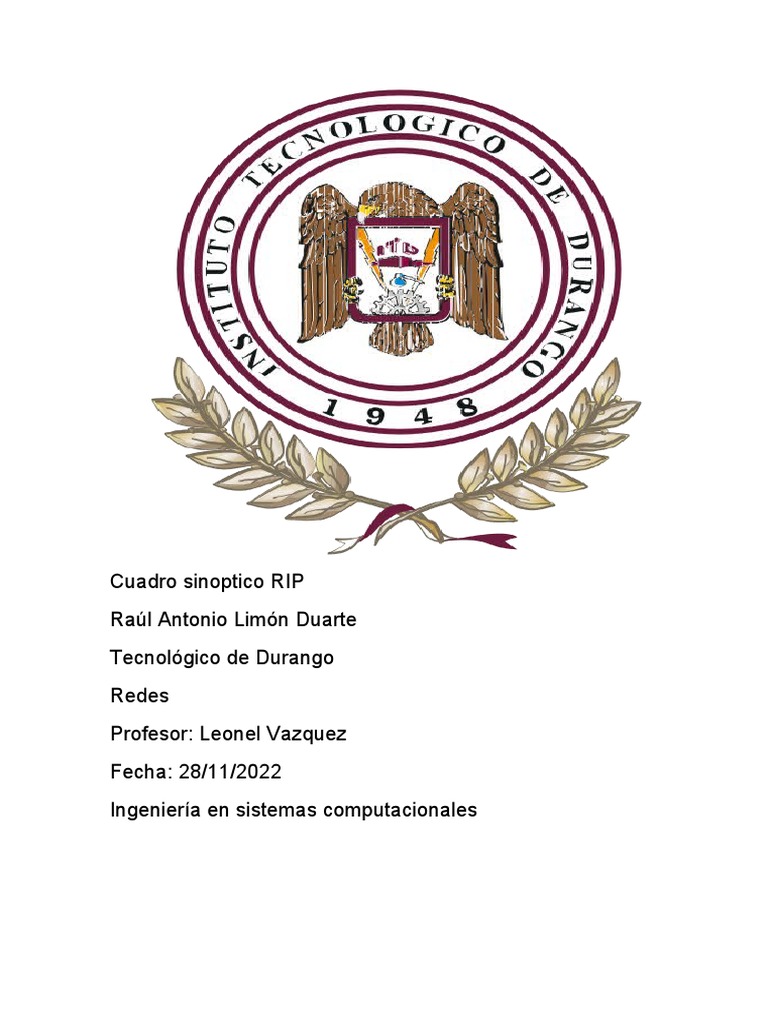 Cuadro Sinoptico RIP Raul Limon Duarte | PDF | Enrutador (Computación ...