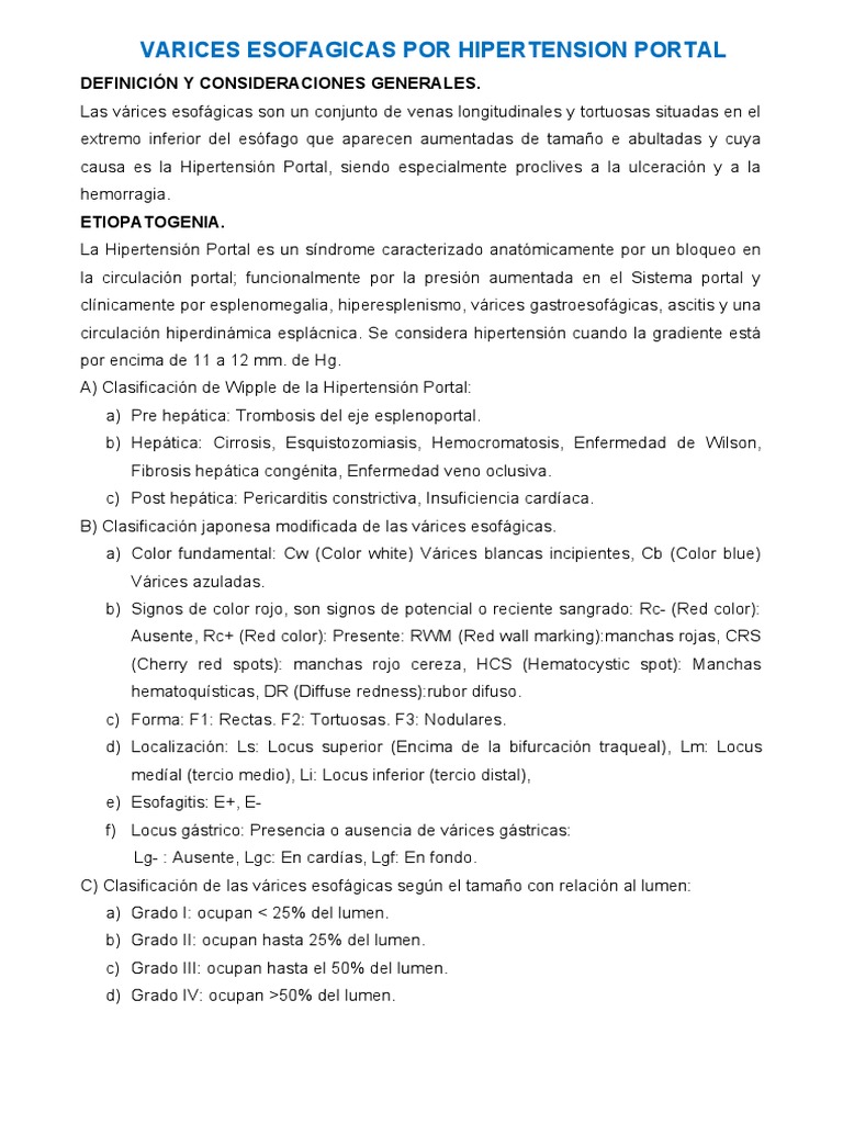 Clasificación de Várices Esofágicas | PDF | Especialidades Medicas ...