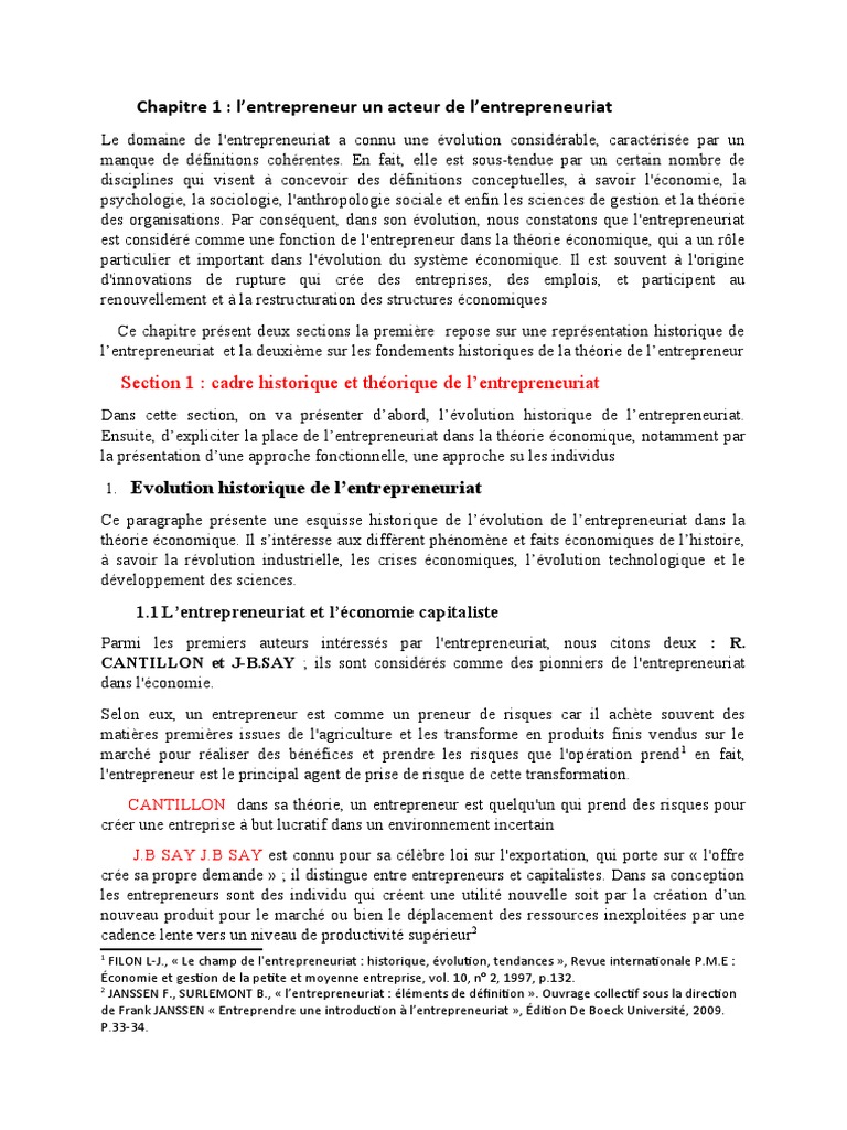 Chapitre 1 | PDF | Entrepreneuriat | Économie