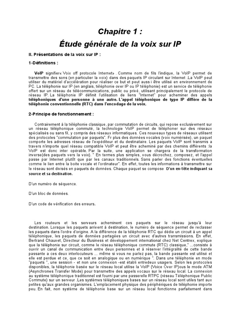 Avantages de la VoIP et fonctionnement | PDF | Voix sur IP | Protocoles Internet