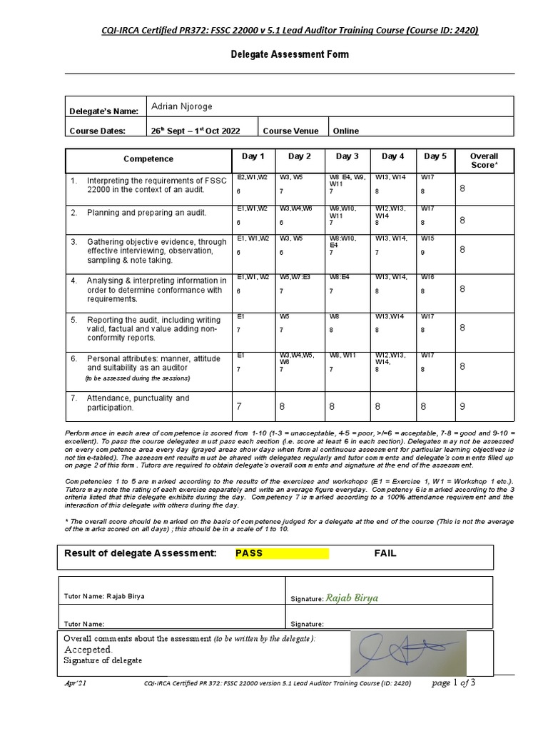 Delegate Assessment | PDF | Audit | Business