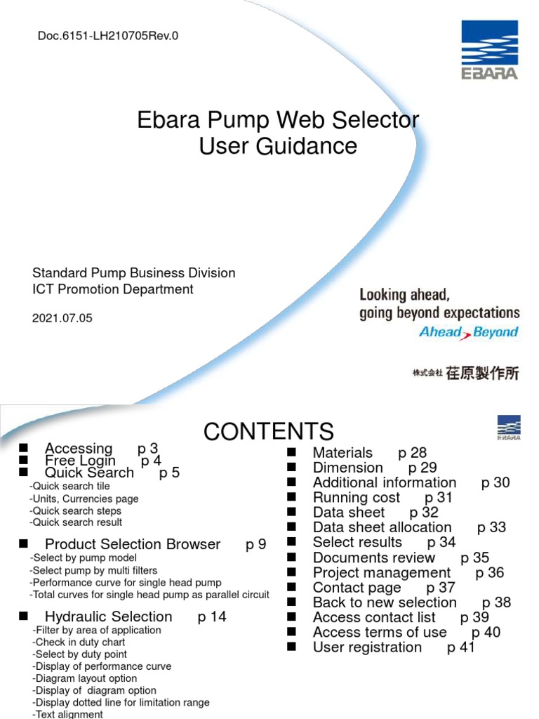 Ebara Pump Selector SPAIX5 User Quick Manual | PDF | Terms Of Service ...
