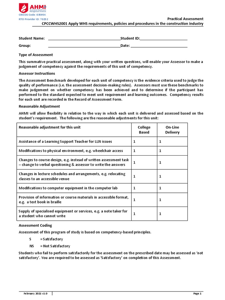 WHS Requirements Assessment Guide | PDF | Emergency | Emergency Evacuation