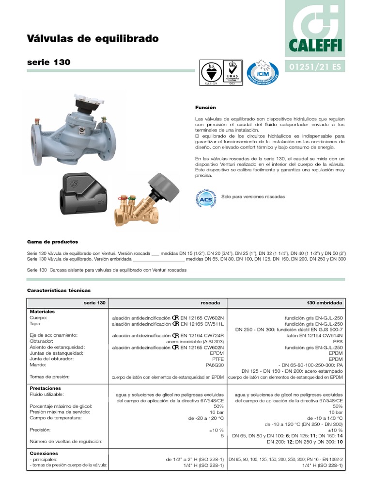 Válvula de Equilibrado | Descargar gratis PDF | Agua | Medición