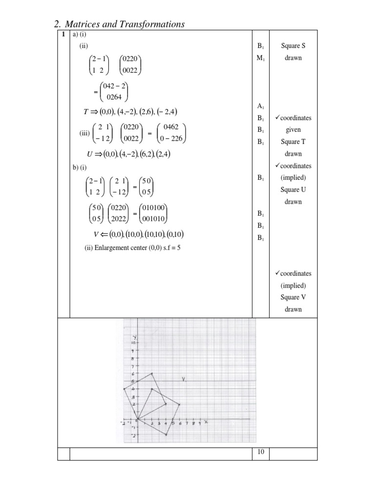 Matrices and Transformations Ans | PDF | Mathematical Objects ...