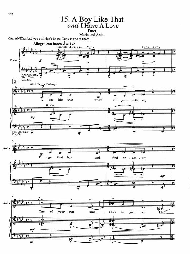 A Boy Like That and I Have A Love West Side Story (New) | PDF