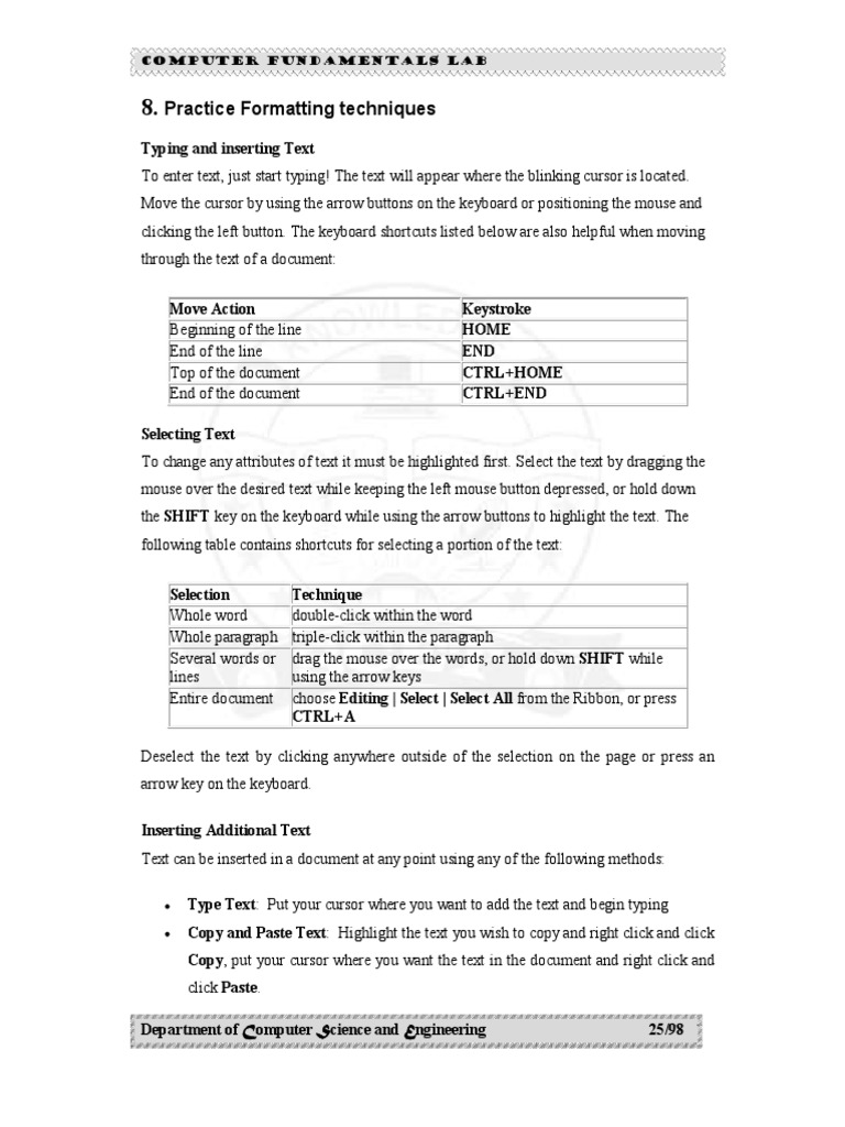 Formatting Techniques - MS Word | Download Free PDF | Computer Keyboard ...