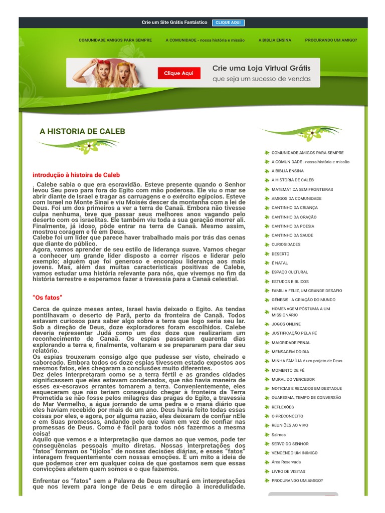 A Historia de Caleb | PDF | Josué | Fé