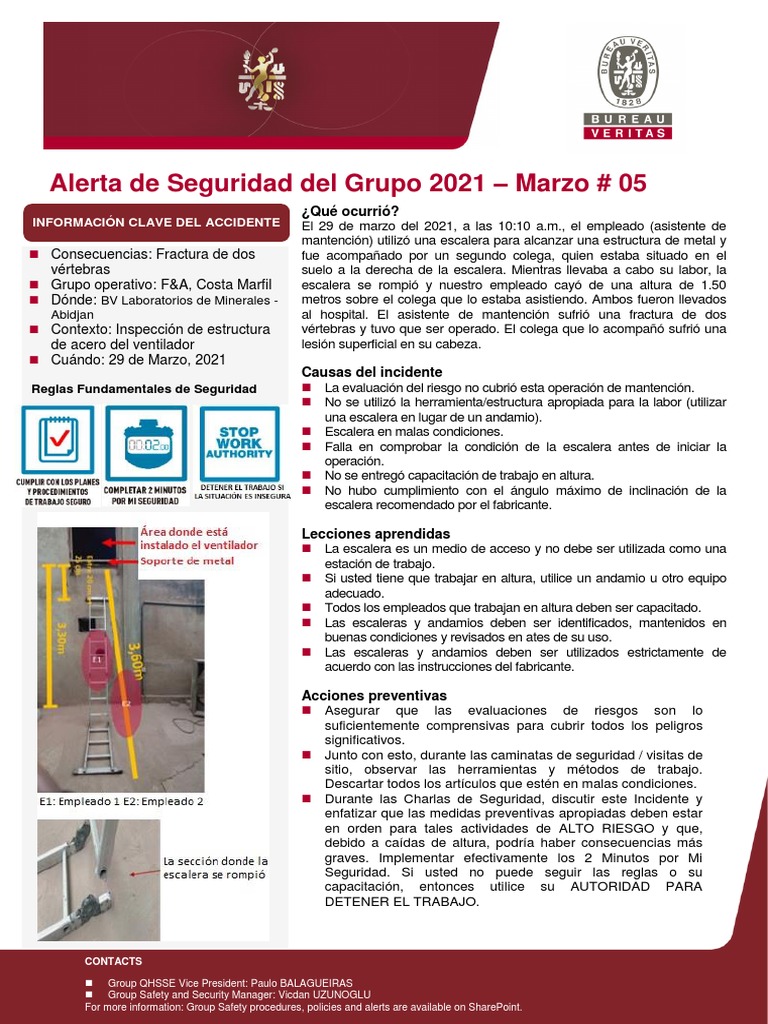 Alerta de Seguridad Del Grupo #05 Trabajo en Altura | PDF