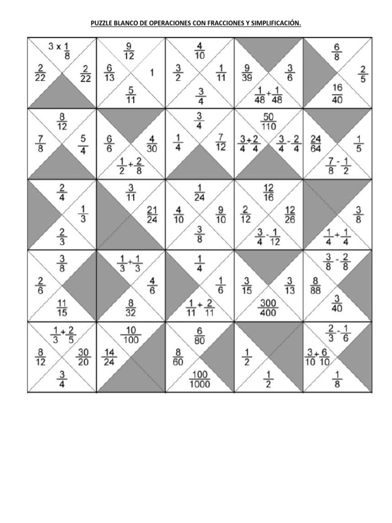 Puzzle de Fracciones 2 | PDF