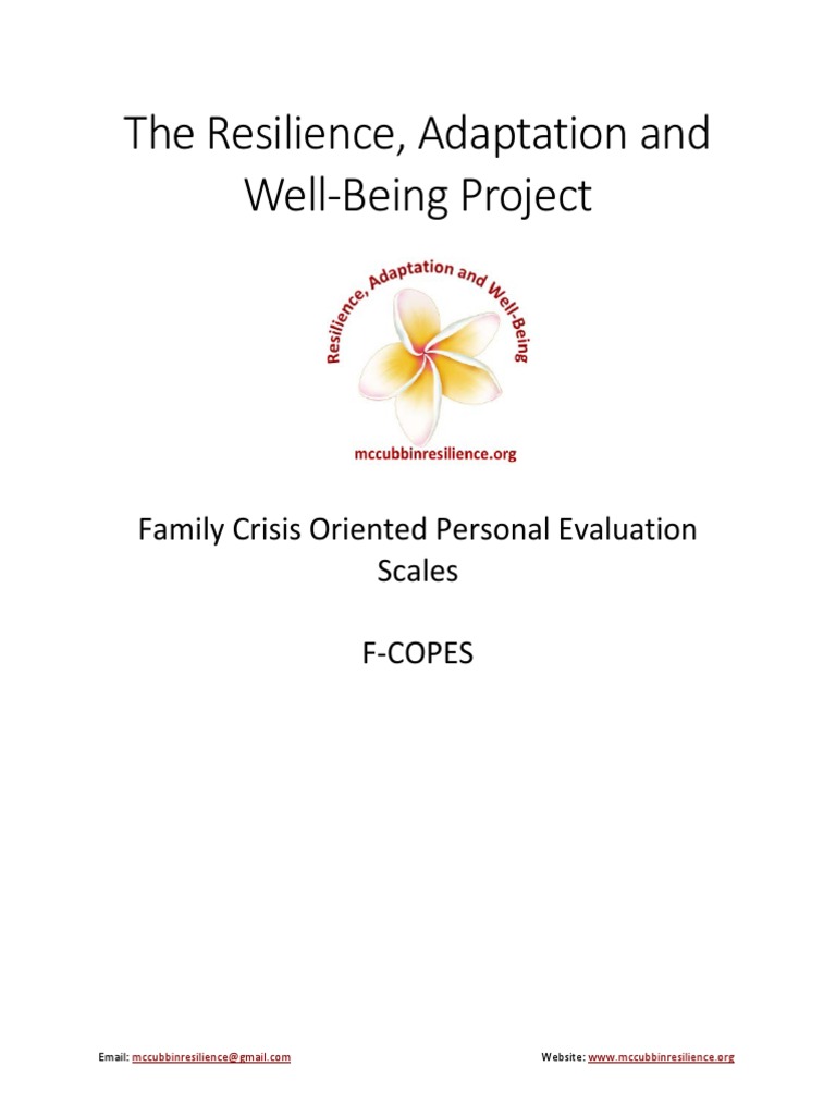 F-COPES: Family Coping Strategies Guide | PDF | Cronbach's Alpha | Psychological Resilience