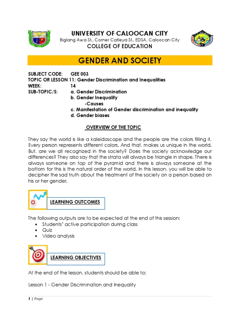Module11 Genderandsociety | PDF | Gender Studies | Gender