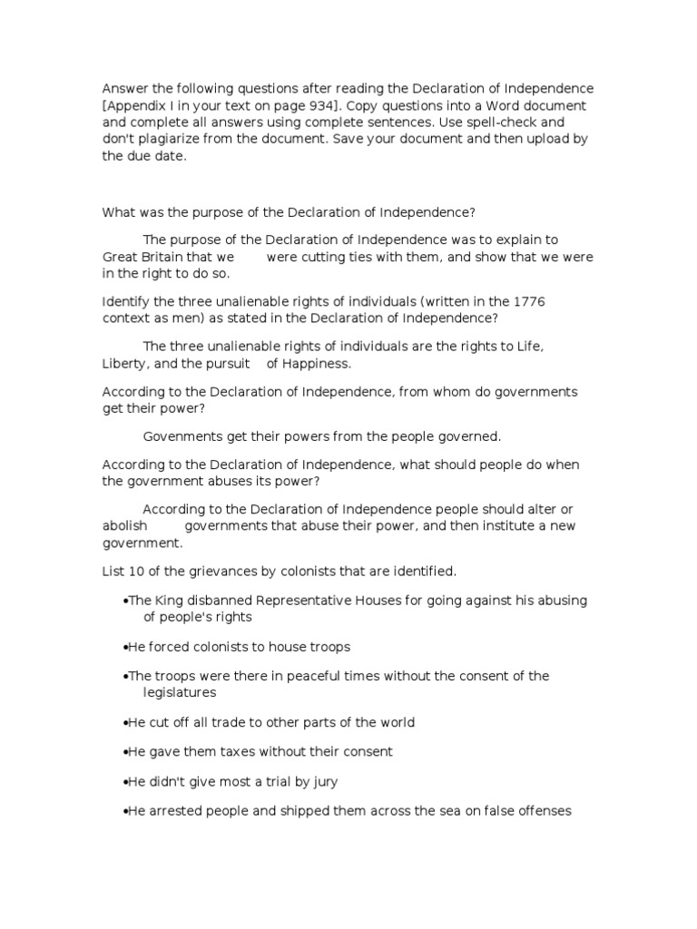 Key Insights on the Declaration of Independence | PDF | United States ...