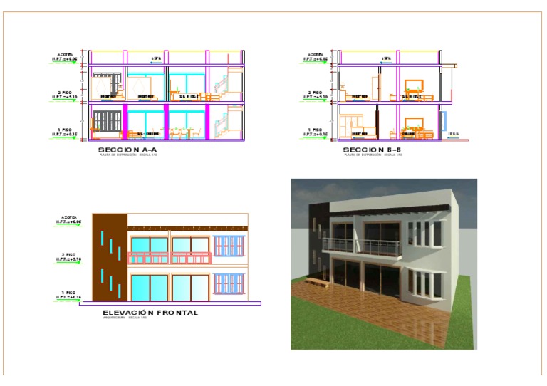 Plano Corte y Elevación - Arquitectura | PDF