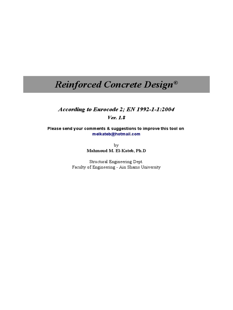RC Design EC2 v1.8 | PDF | Mechanics | Mechanical Engineering