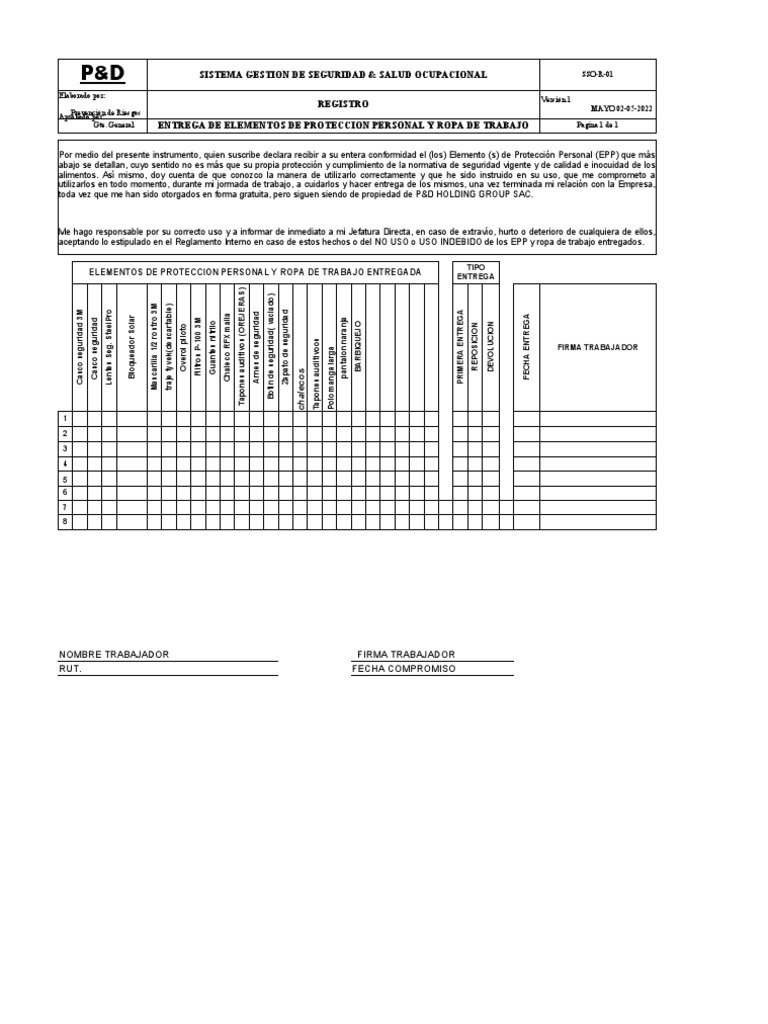 Formato de Entrega de EPP | PDF | La seguridad