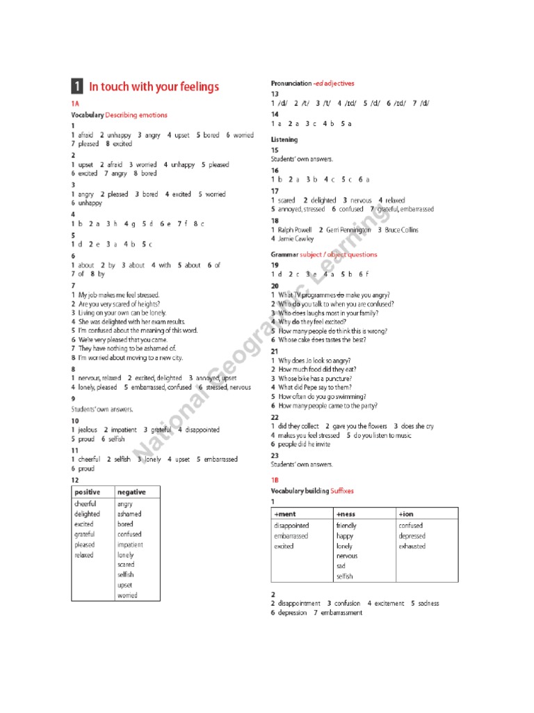 Perspectives Intermediate WB Answer Keys | PDF