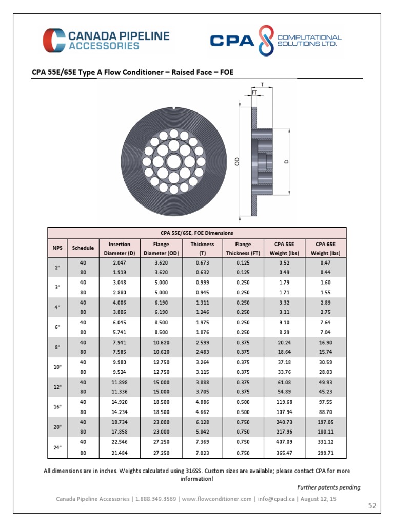 CPA 55E/65E Type A Flow Conditioner - Raised Face - FOE | PDF ...