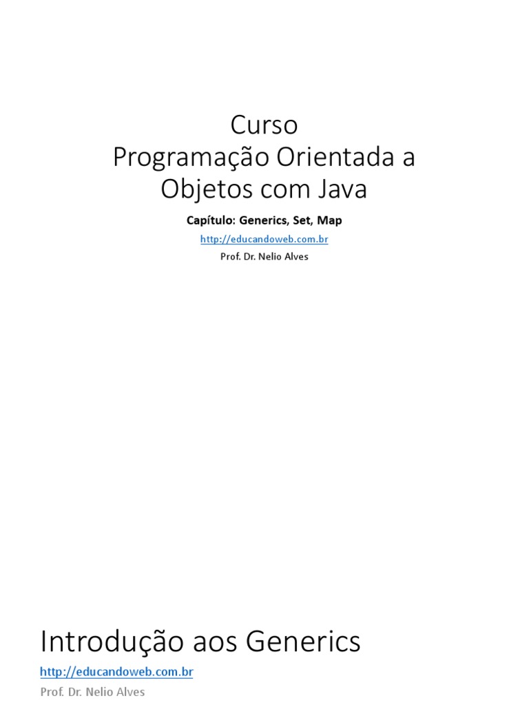 13 Generics Set Map | PDF | Java (linguagem de programação) | Conjunto ...