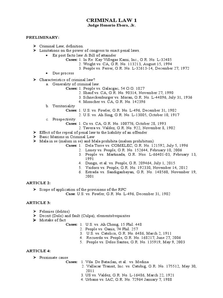 Syllabus-Criminal Law 1 | PDF | Criminal Law | Deviance (Sociology)