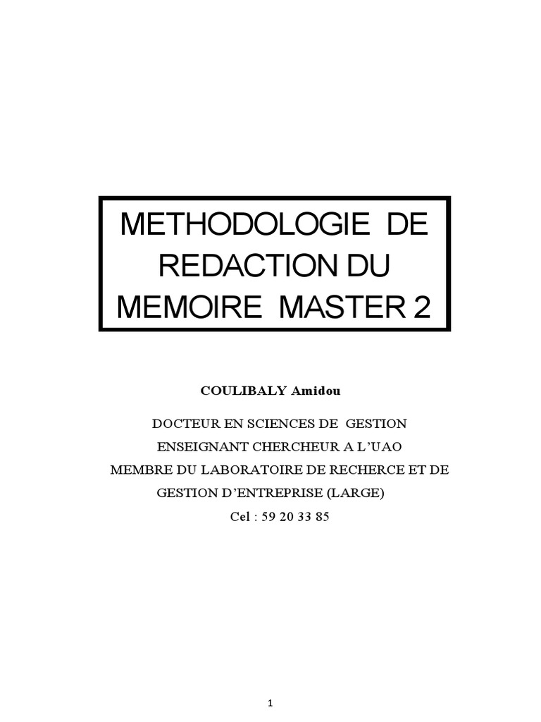 Méthodologie de Rédaction du Mémoire | PDF | Échantillonnage ...