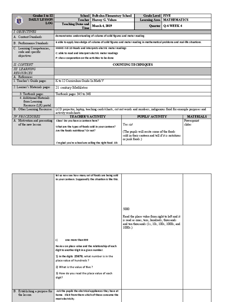Math 6 DLL COT | Download Free PDF | Learning | Behavior Modification