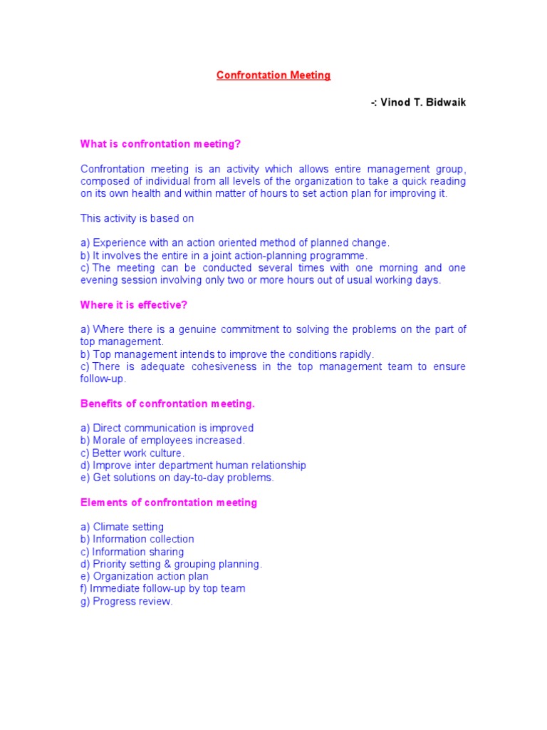 Understanding Confrontation Meetings | PDF | Human Resource Management ...