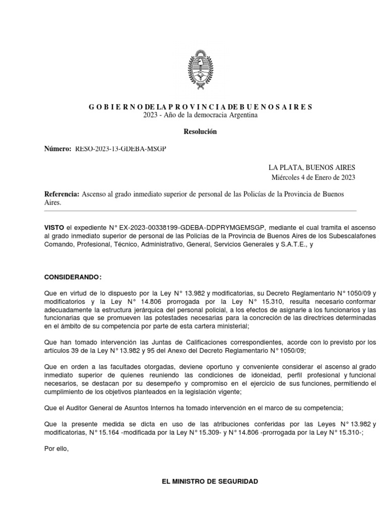 Ascenso Al Grado Inmediato Superior de Personal de Las Policías | PDF ...