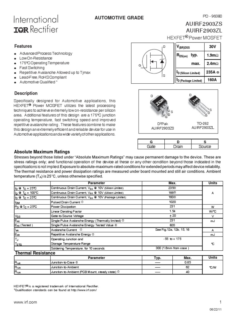 Datasheet | PDF | Field Effect Transistor | Diode