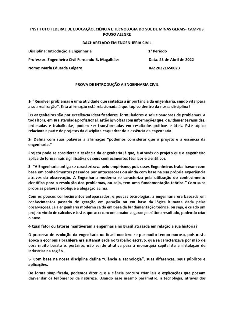 Introdução A Engenharia Civil Pdf Science Engenharia