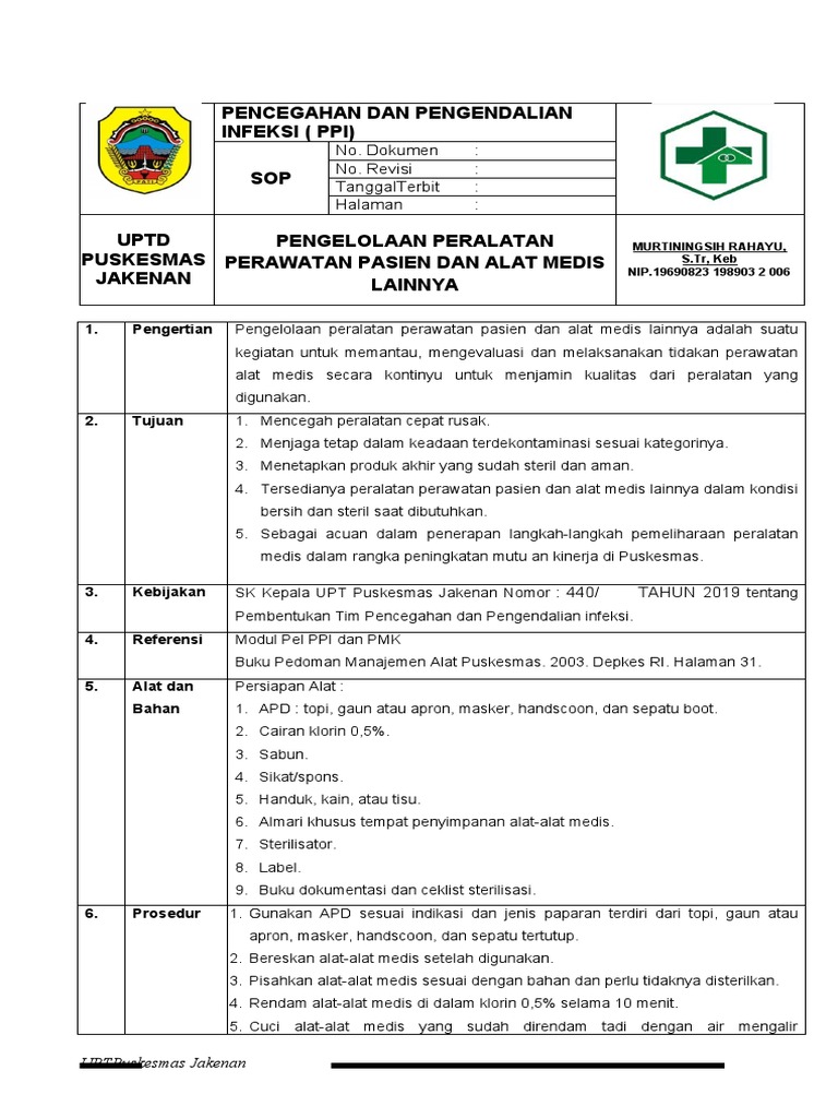Sop Pengelolaan Peralatan Perawatan Pasien | PDF