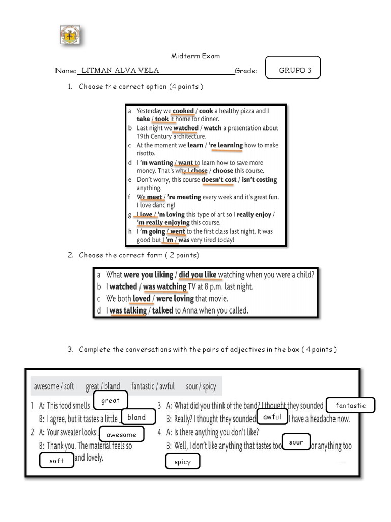 Midterm Exam: English Grammar & Writing | PDF | Linguistics | Syntax